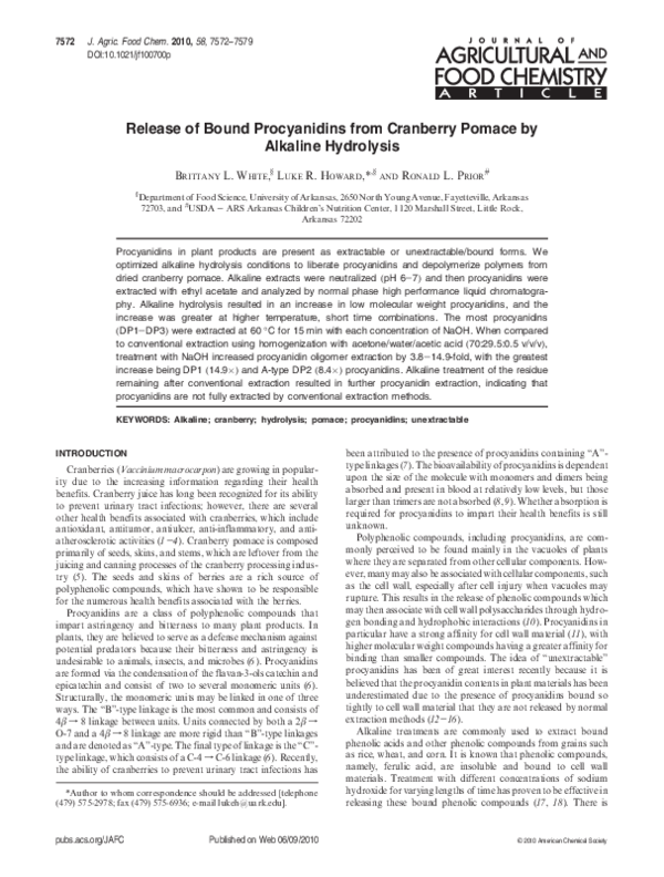 (PDF) Release of Bound Procyanidins from Cranberry Pomace by Alkaline ...