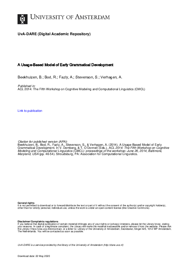 (PDF) Usage-Based Model for Grammatical Growth