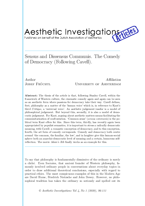 (PDF) Sensus and Dissensus Communis