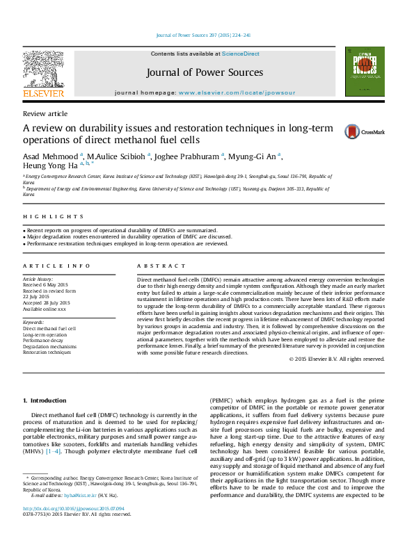 (PDF) A review on durability issues and restoration techniques in long-term operations of direct ...