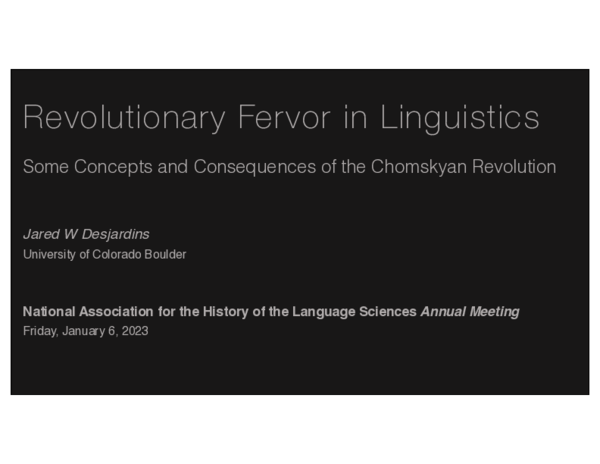 (PDF) Revolutionary Fervor in Linguistics: Some Concepts and ...