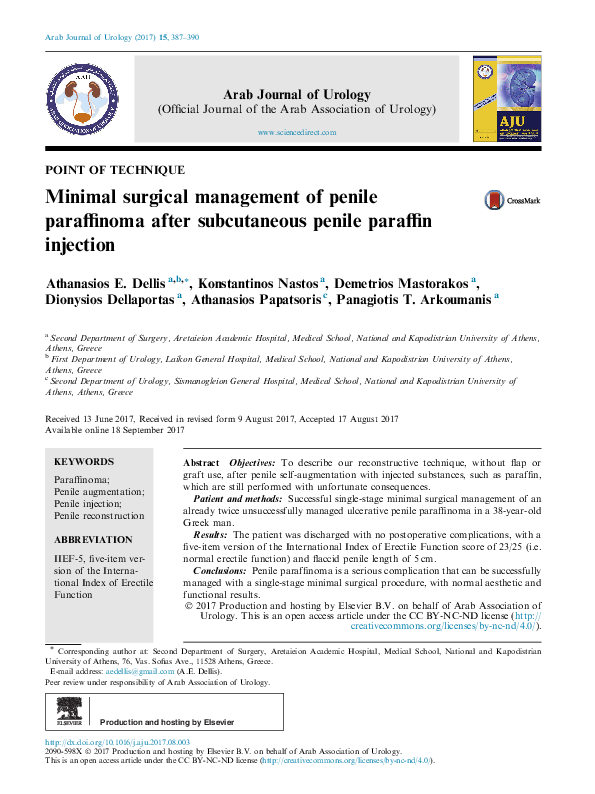 (PDF) Minimal surgical management of penile paraffinoma after ...