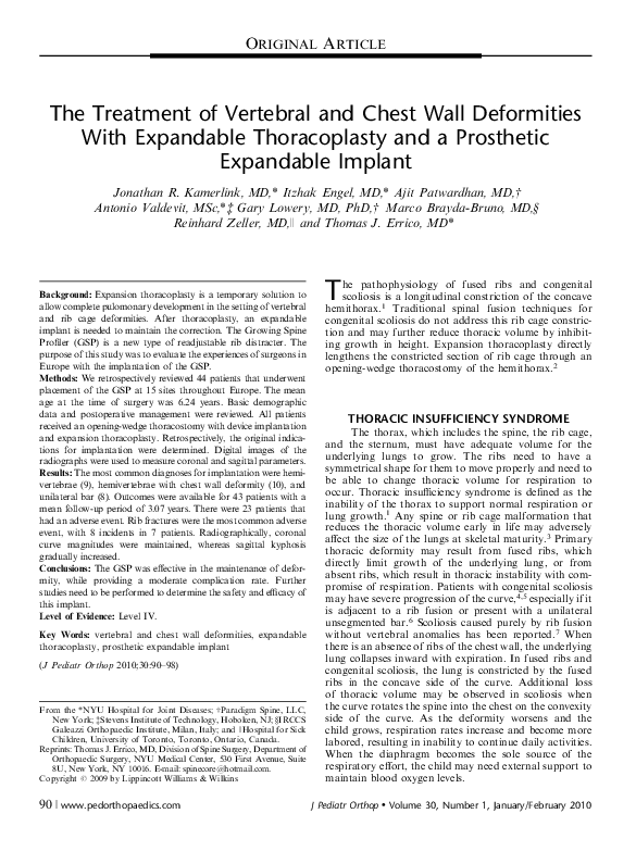 (PDF) The Treatment of Vertebral and Chest Wall Deformities With ...