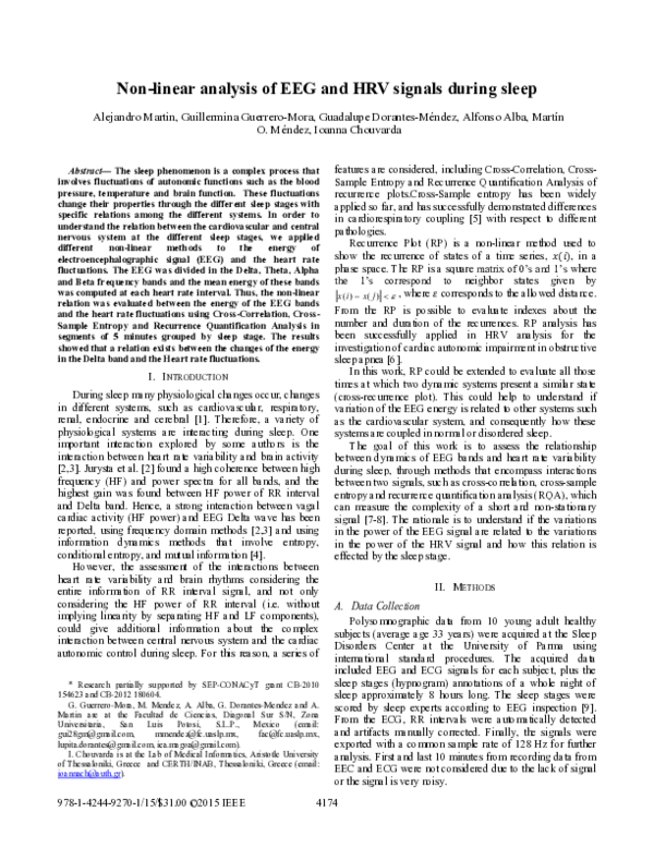 (PDF) Non-linear analysis of EEG and HRV signals during sleep