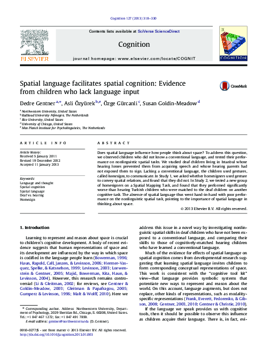 (PDF) Spatial language facilitates spatial cognition: Evidence from ...