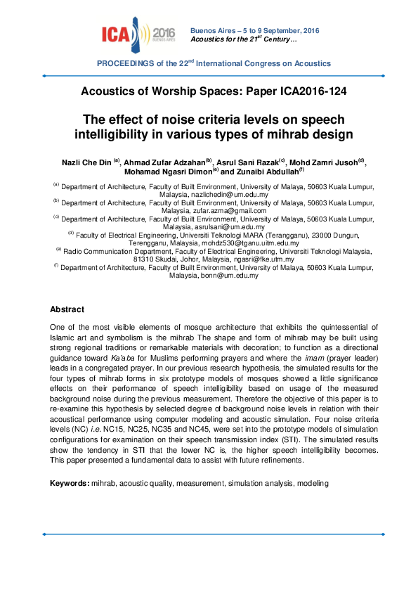 (PDF) The effect of noise criteria levels on speech intelligibility in ...