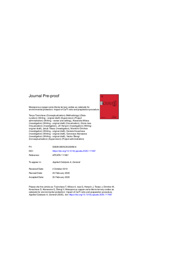 (PDF) Mesoporous copper-ceria-titania ternary oxides as catalysts for ...