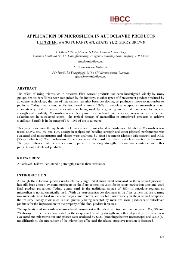(PDF) Application of Microsilica in Autoclaved Products