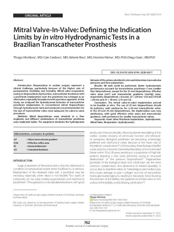 (PDF) Mitral Valve-In-Valve: Defining the Indication Limits by in vitro ...