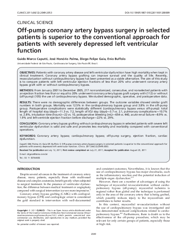 (PDF) Off-pump coronary artery bypass surgery in selected patients is ...