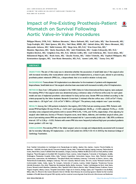 (PDF) Impact of Pre-Existing Prosthesis-Patient Mismatch on Survival ...