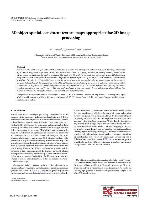 (PDF) 3D Object Spatial- consistent Texture Maps Appropriate for 2D Image Processing