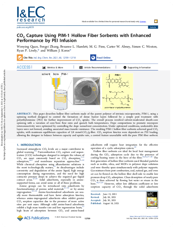 (PDF) Enhanced CO2 Capture with PEI-Infused PIM-1