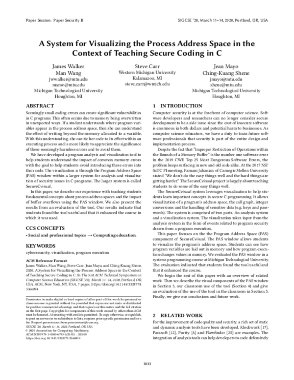 (PDF) A System for Visualizing the Process Address Space in the Context of Teaching Secure ...