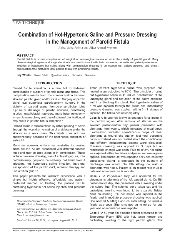 (PDF) Combination of Hot-Hypertonic Saline and Pressure Dressing in the ...
