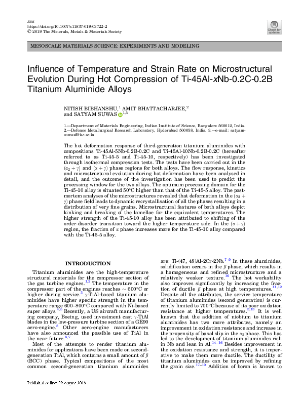 (PDF) Influence of Temperature and Strain Rate on Microstructural Evolution During Hot ...