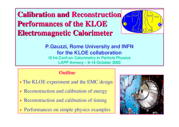 (PDF) Calibration and reconstruction performances of the KLOE ... (PDF) Calibration and reconstruction performances of the KLOE ...