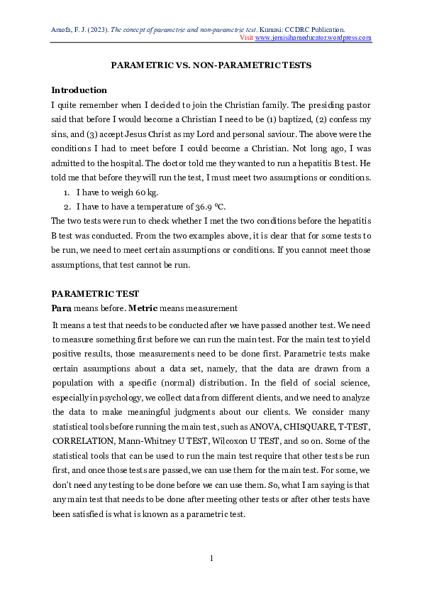(PDF) Parametric test