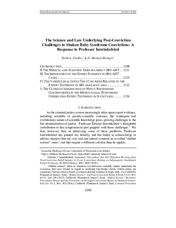 (PDF) The Science and Law Underlying Post-Conviction Challenges to ...
