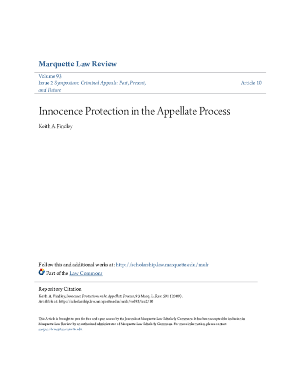 (PDF) Innocence Protection in the Appellate Process