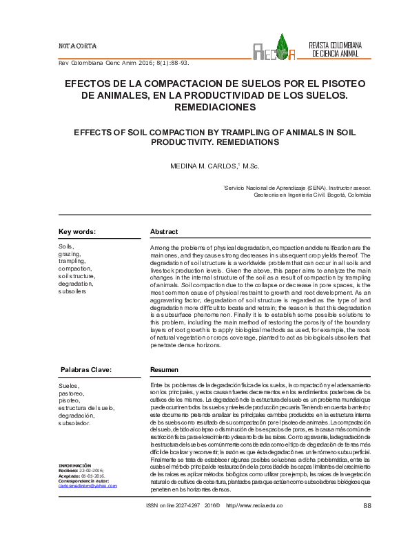 (PDF) Effects of soil compaction by trampling of animals in soil ...