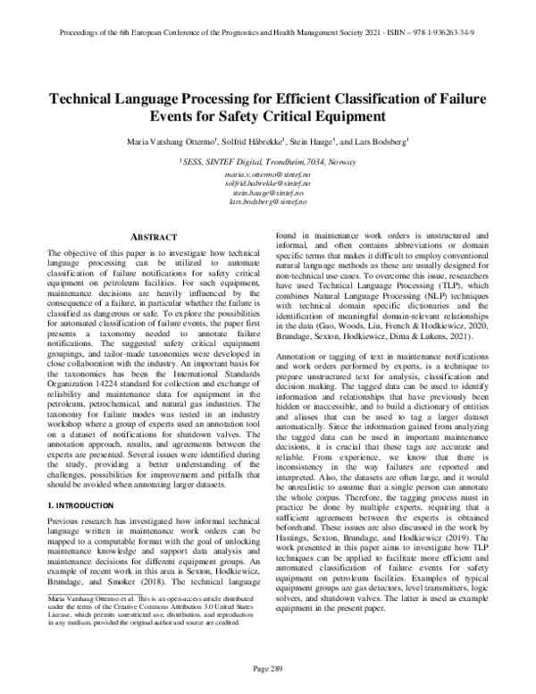 (PDF) Technical Language Processing for Efficient Classification of Failure Events for Safety ...