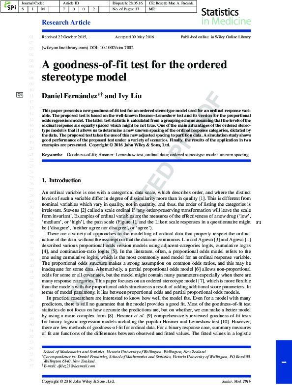 (PDF) A goodness-of-fit test for the ordered stereotype model