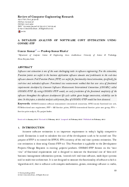 (PDF) A Detailed Analysis of Software Cost Estimation Using Cosmic-FFP | Gaurav Gupta - Academia.edu