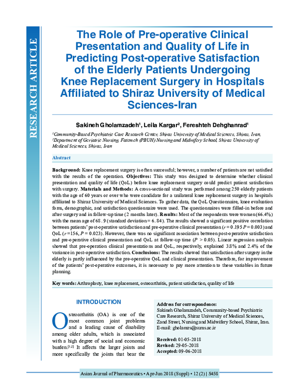 (PDF) The Role of Pre-operative Clinical Presentation and Quality of ...