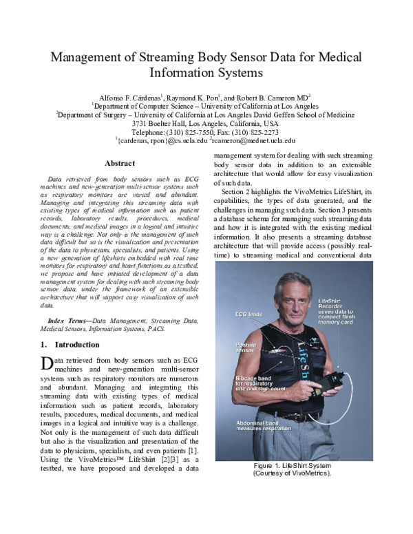 (PDF) Management of streaming body sensor data for medical information ...