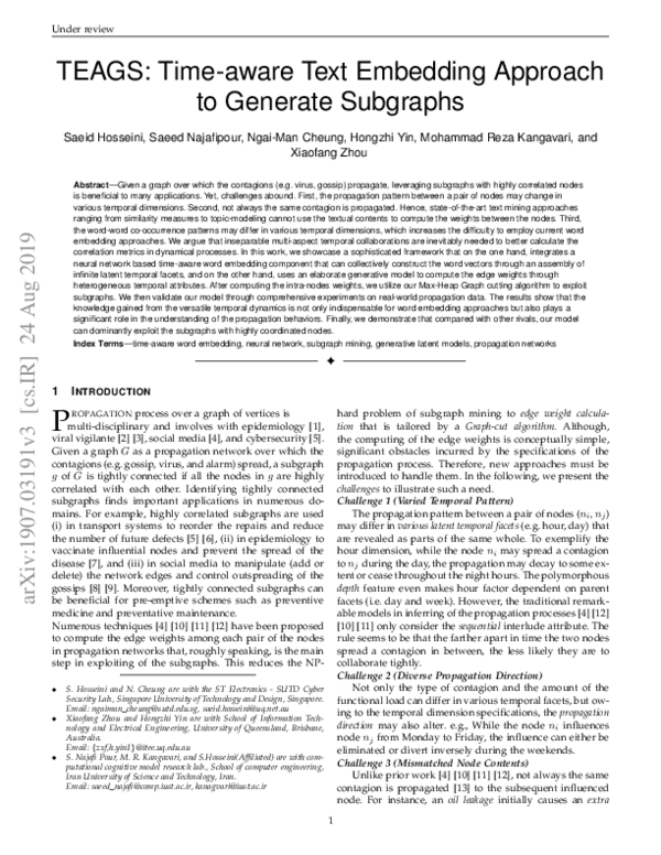 (PDF) TEAGS: time-aware text embedding approach to generate subgraphs