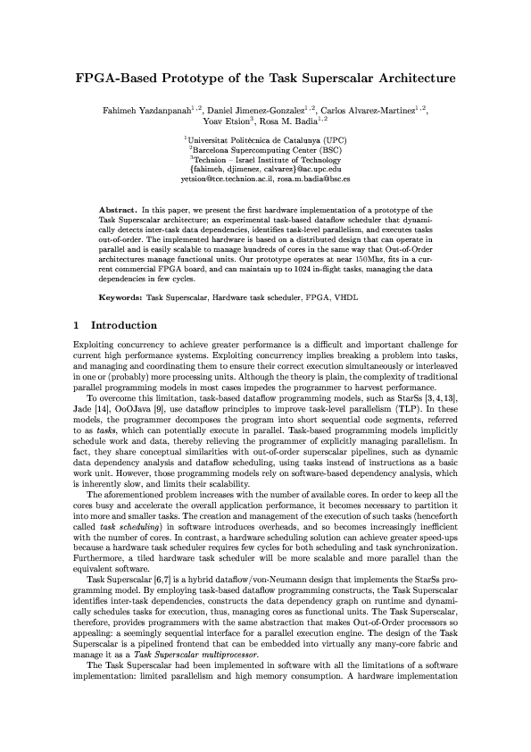 (PDF) FPGA-based prototype of the Task Superscalar architecture