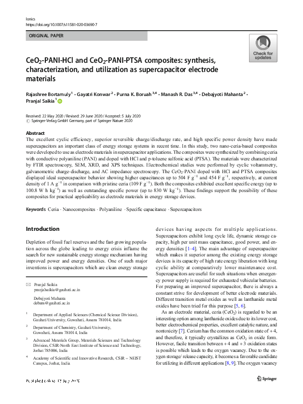 (PDF) CeO2-PANI-HCl and CeO2-PANI-PTSA composites: synthesis ...