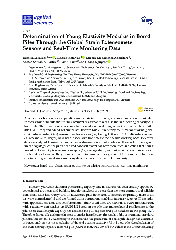 (PDF) Determination of Young Elasticity Modulus in Bored Piles Through the Global Strain ...