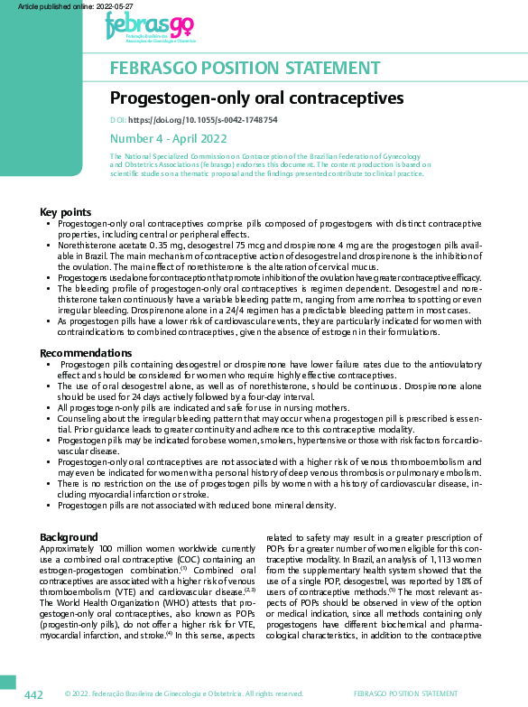 (PDF) Progestogen-only oral contraceptives