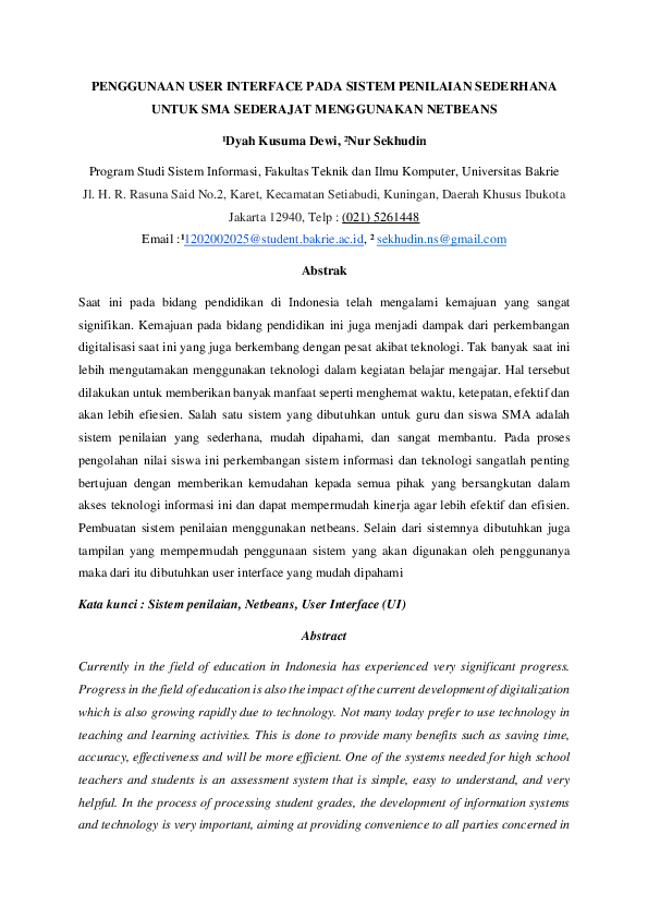 (PDF) PENGGUNAAN USER INTERFACE PADA SISTEM PENILAIAN SEDERHANA UNTUK ...