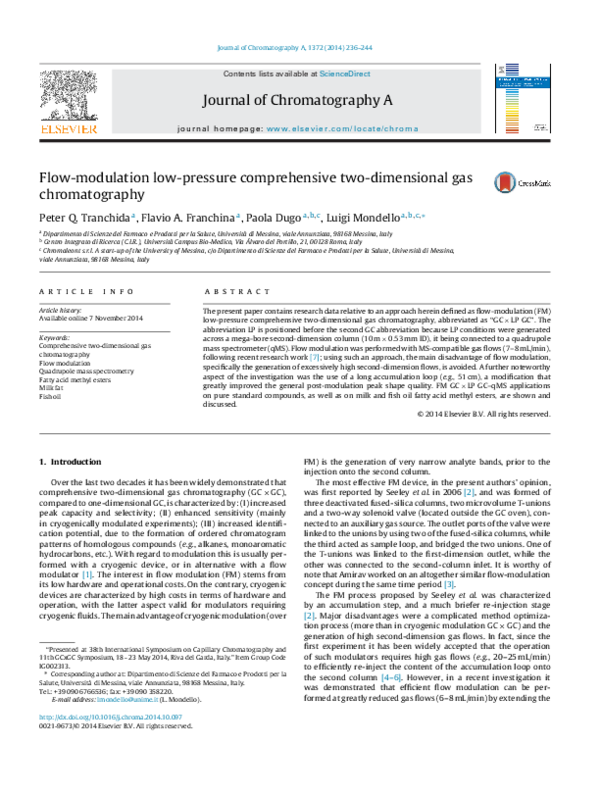 (PDF) Flow-modulation low-pressure comprehensive two-dimensional gas chromatography