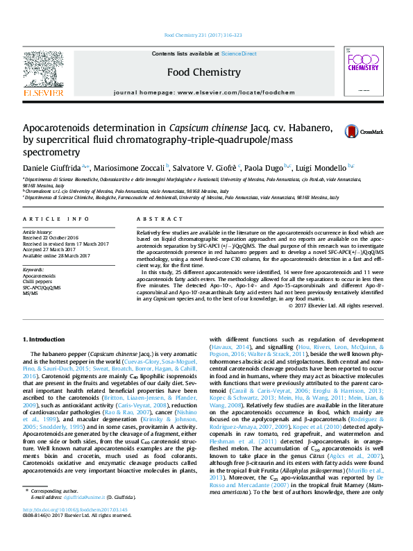 (PDF) Apocarotenoids determination in Capsicum chinense Jacq. cv ...