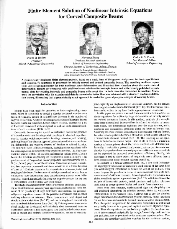 (PDF) Finite Element Solution of Nonlinear Intrinsic Equations for ...