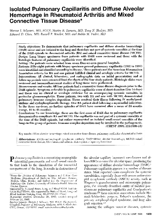 (PDF) Isolated Pulmonary Capillaritis and Diffuse Alveolar Hemorrhage ...
