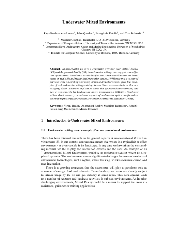 (PDF) Underwater Mixed Environments