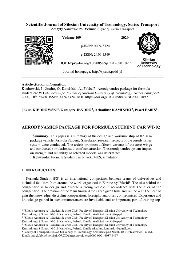(PDF) Aerodynamics package for formula student car WT-02