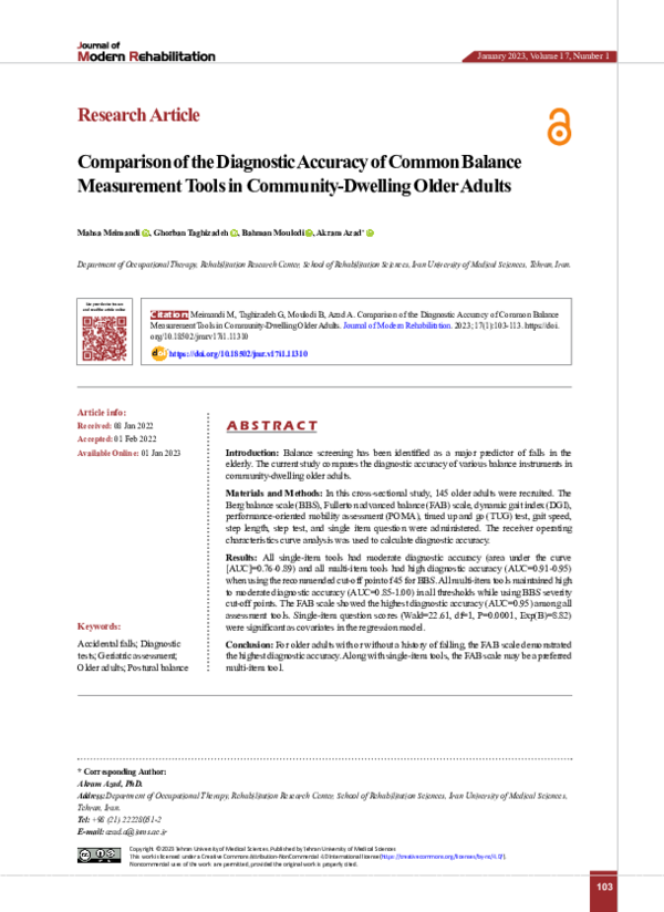 (PDF) Comparison of the Diagnostic Accuracy of Common Balance ...