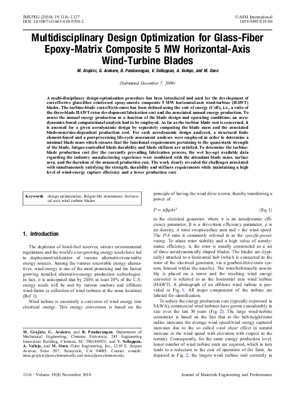Pdf Multidisciplinary Design Optimization For Glass Fiber Epoxy Matrix Composite 5 Mw
