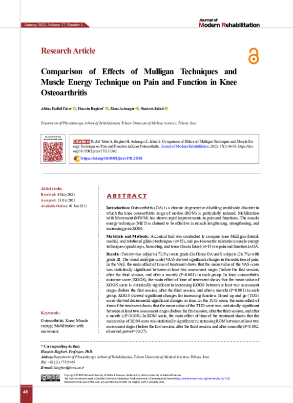 (PDF) Comparison of Effects of Mulligan Techniques and Muscle Energy ...