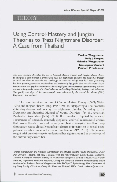 (PDF) Using Control-Mastery and Jungian Theories to Treat Nightmare ...