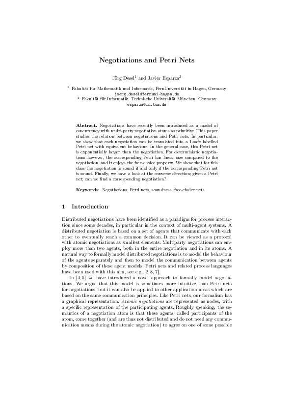 (PDF) Negotiations and Petri Nets