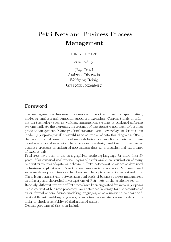 (PDF) Petri Nets and Business Process Management