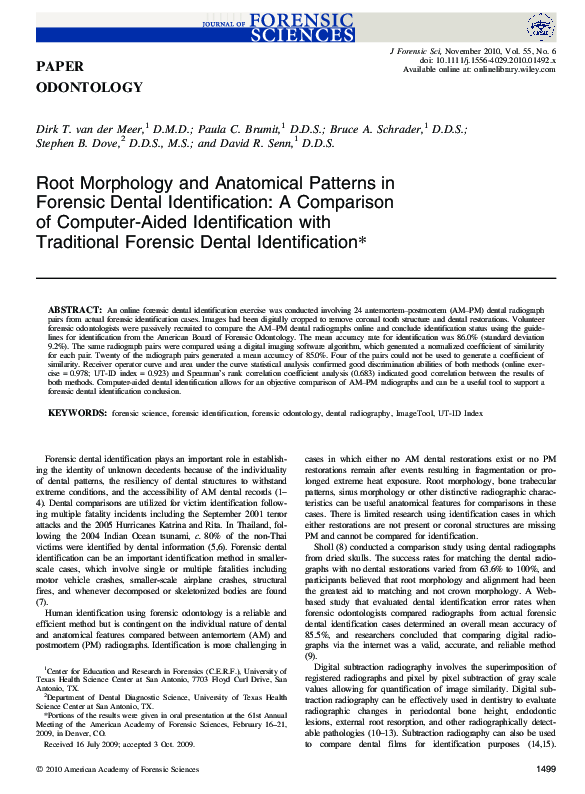 (PDF) Root Morphology and Anatomical Patterns in Forensic Dental Identification: A Comparison of ...