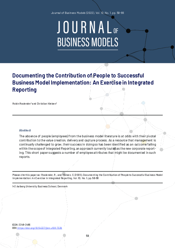 (PDF) Documenting the Contribution of People to Successful Business ...